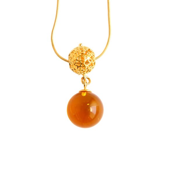 JURATE AMBER | Jewelry | Baltic Amber Gold Sphere Necklace | Poshmark